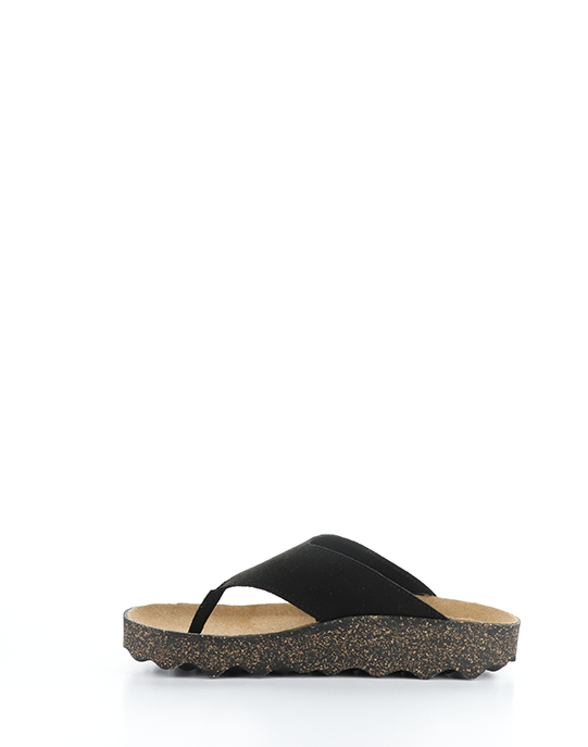 ASPORTUGUESAS Women's CAMI 000 Cork Toe Post Slide Sandal, Suede Black ...