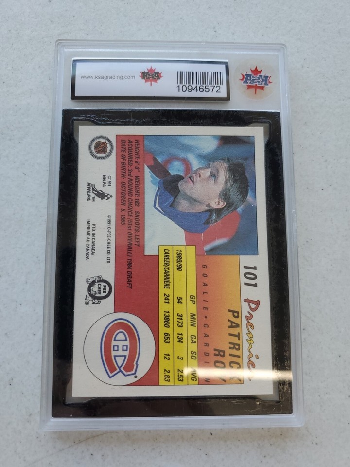 1990-91 O-Pee-Chee (OPC) Premier NHL Card #101 Patrick Roy KSA 10 GEM ...