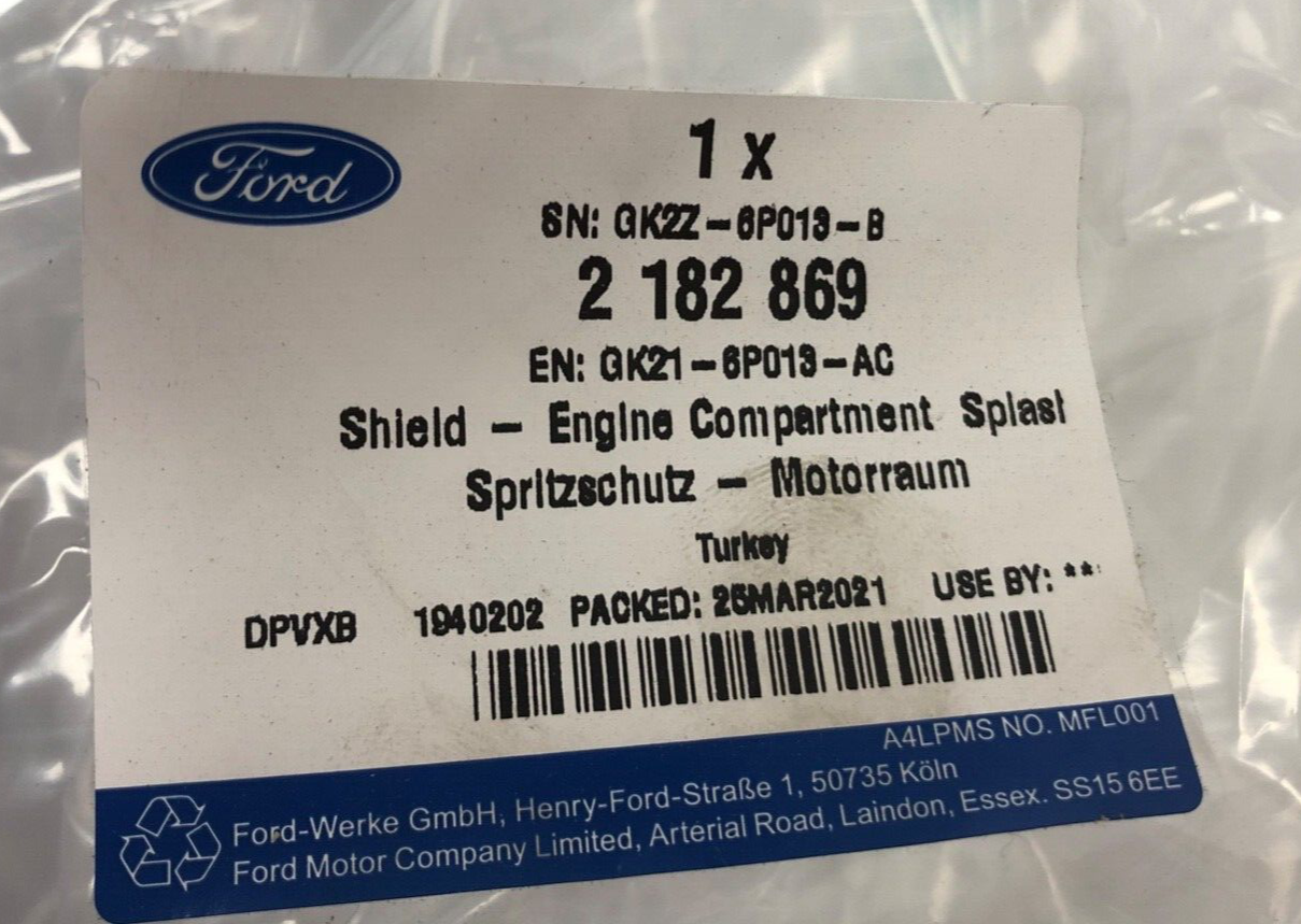 Genuine Ford Transit/Tourneo Custom TTF Engine Compartment Splash ...