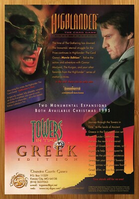 1995 Highlander/Towers in Time Card Games Print Ad/Poster Movie CCG TCG ...