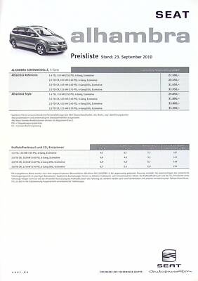Seat Alhambra Preisliste