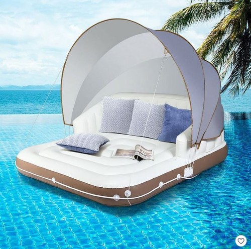 Costway Canopy Inflatable Pool Float Lounge Swimming Raft | eBay