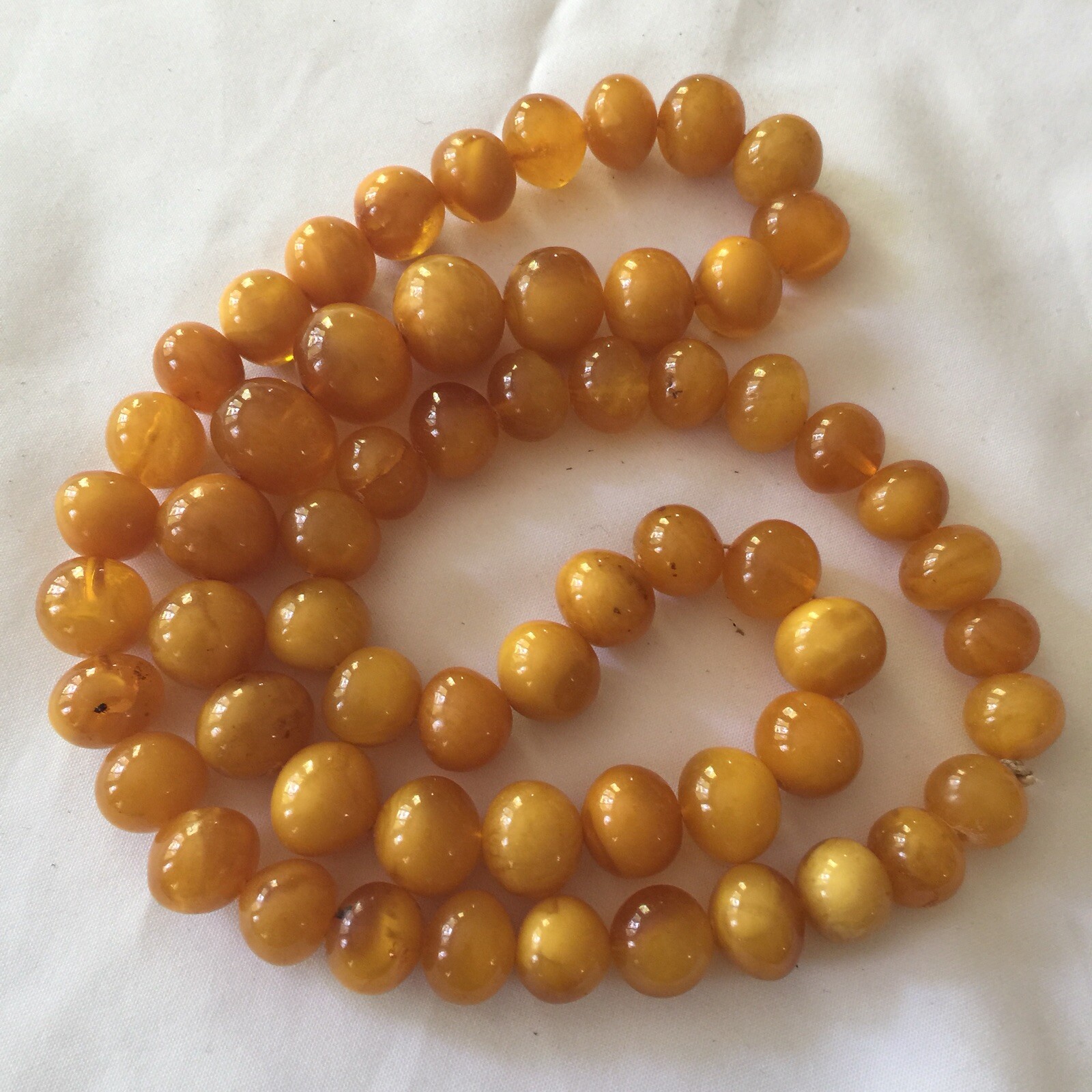 Antique Baltic Amber EGG YOLK Graduated Large Bead N… - Gem