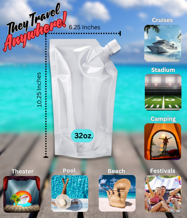 CRUISE SHIP FLASK KIT 6 Pc. 32oz RUM RUNNERS ALCOHOL LIQUOR SMUGGLE ...