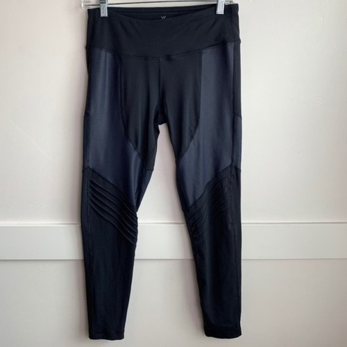 VINA Black & Gray Pleated Moto Leggings Size Medium | eBay UK