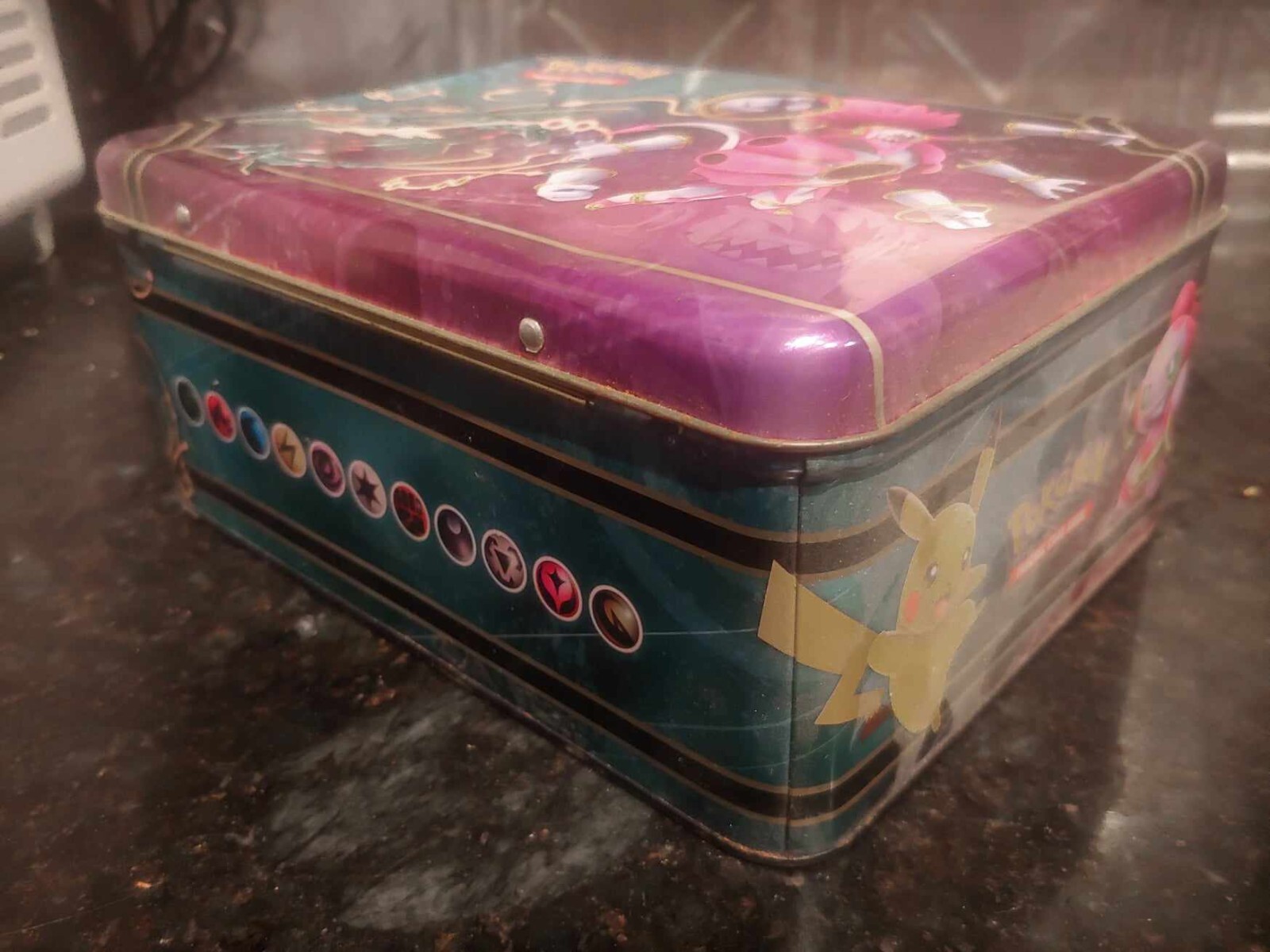 2015 POKEMON Trading Card Lunch Box w/ Hoopa & RAYQUAZA **Collector TIN ...