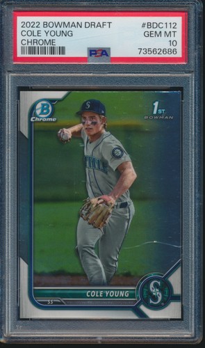 PSA 10 COLE YOUNG 1st 2022 Bowman Chrome Draft MARINERS Rookie Card RC ...