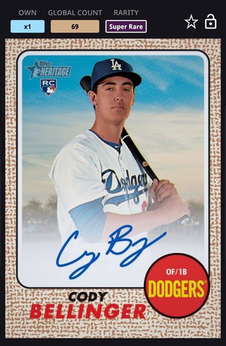 [DIGITAL CARD] TOPPS BUNT 2017 CODY BELLINGER 69cc RC HERITAGE SIG, LA ...