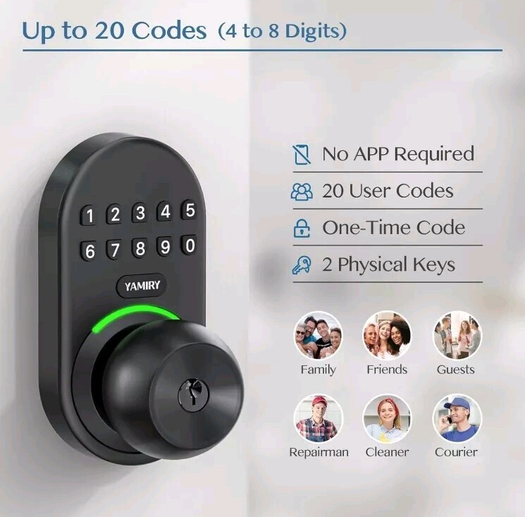 Keypad Smart Door Lock with Knob,Yamiry Keyless Entry Door Lock Handle ...