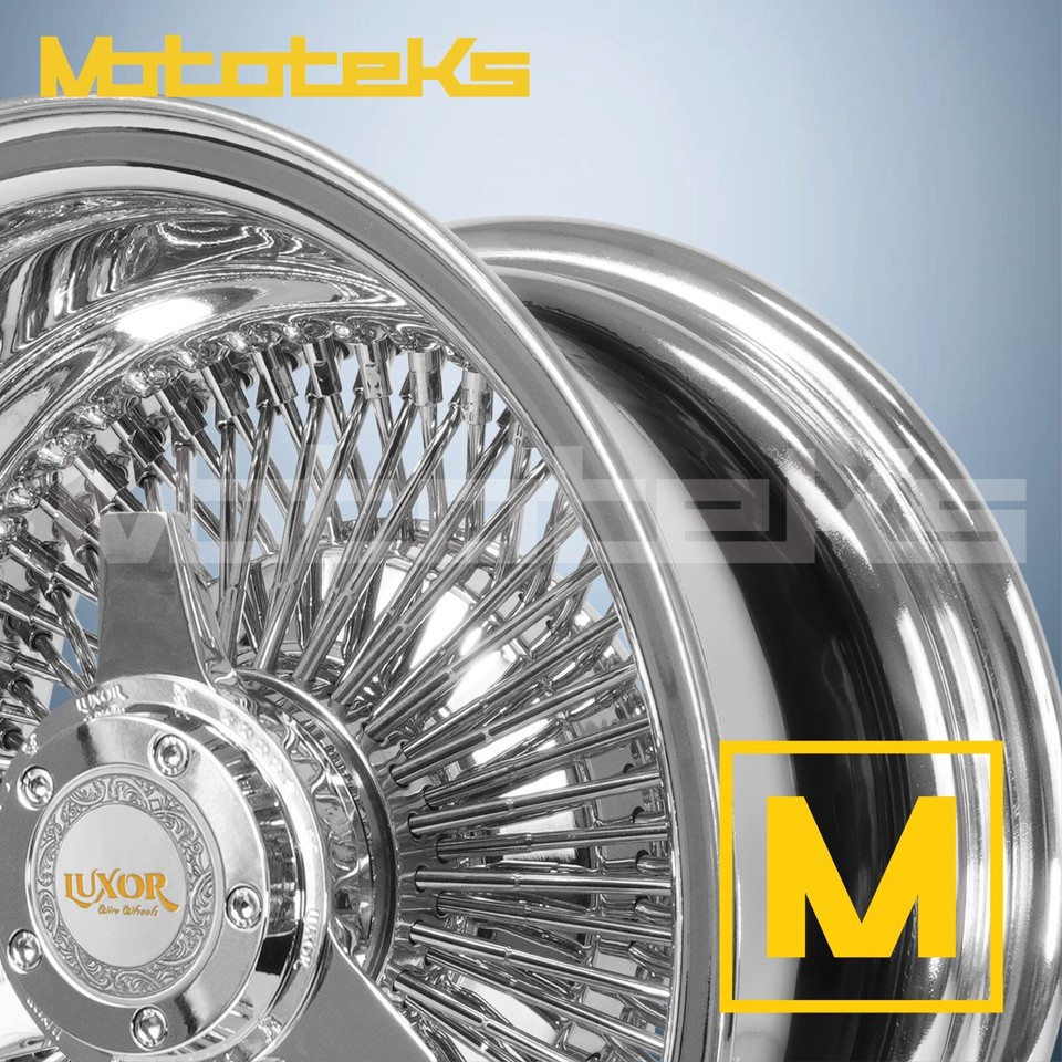 15X10 LUXOR WIRE WHEELS 100 STRAIGHT REV CHROME RIMS ADAPTER KNOCK OFF ...