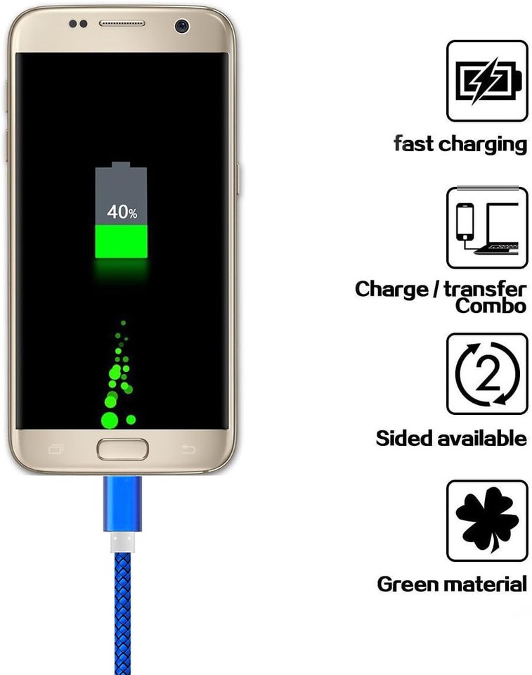 3 Pack 6ft 10ft Micro USB V9 to USB Fast Quick Charging Charger Cable ...