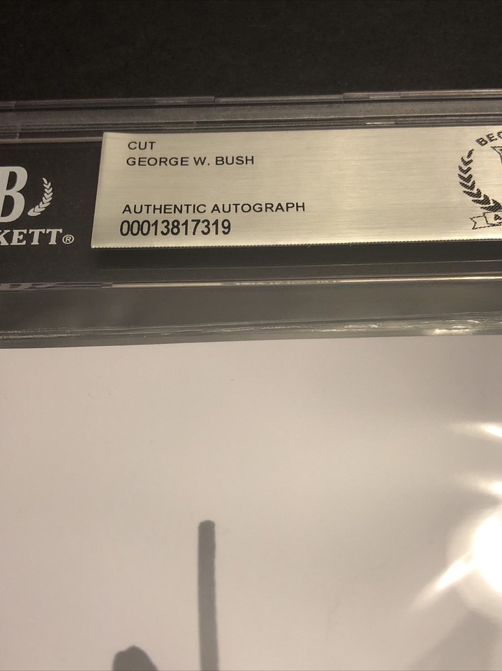 BECKETT SLABBED PRESIDENT GEORGE W BUSH SIGNED CUT 3x5 SIGNATURE 43rd ...
