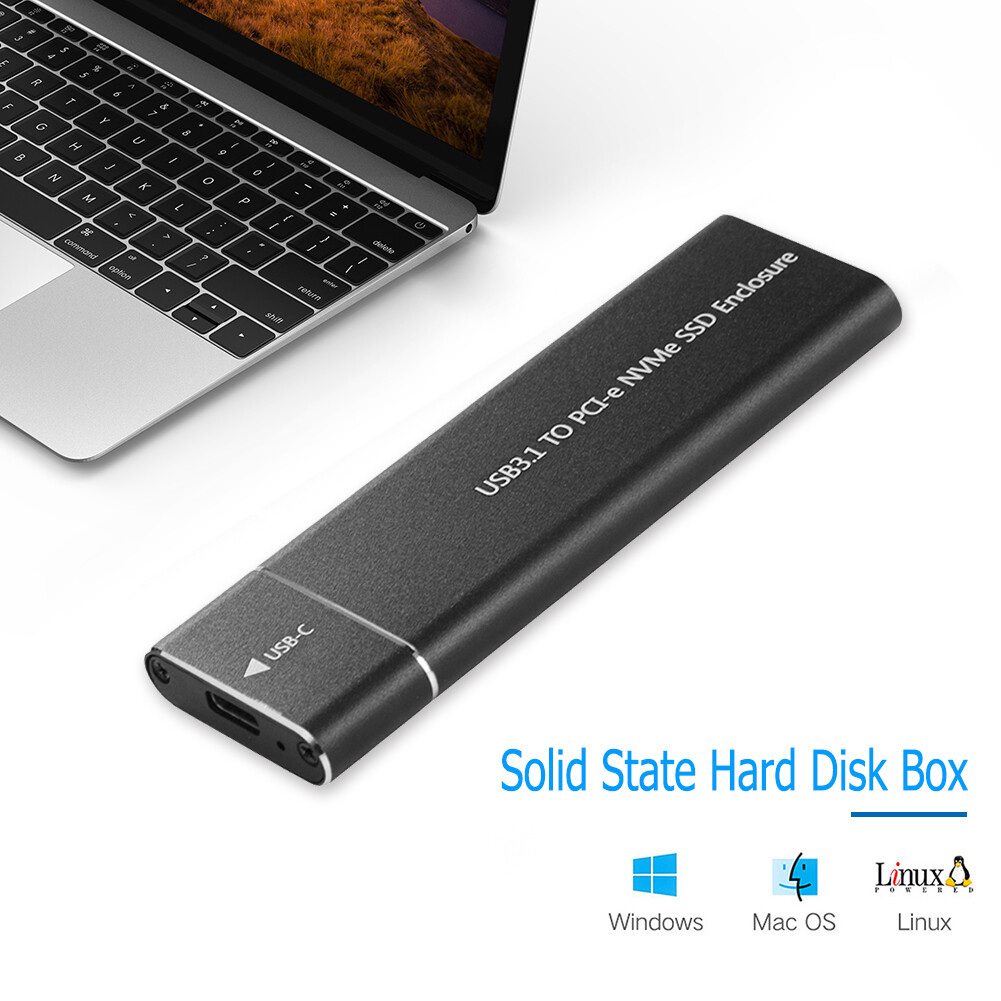 USB Type-C M.2 NVMe SSD Enclosure M-Key PCI-E Case (Black USB-A to USB ...
