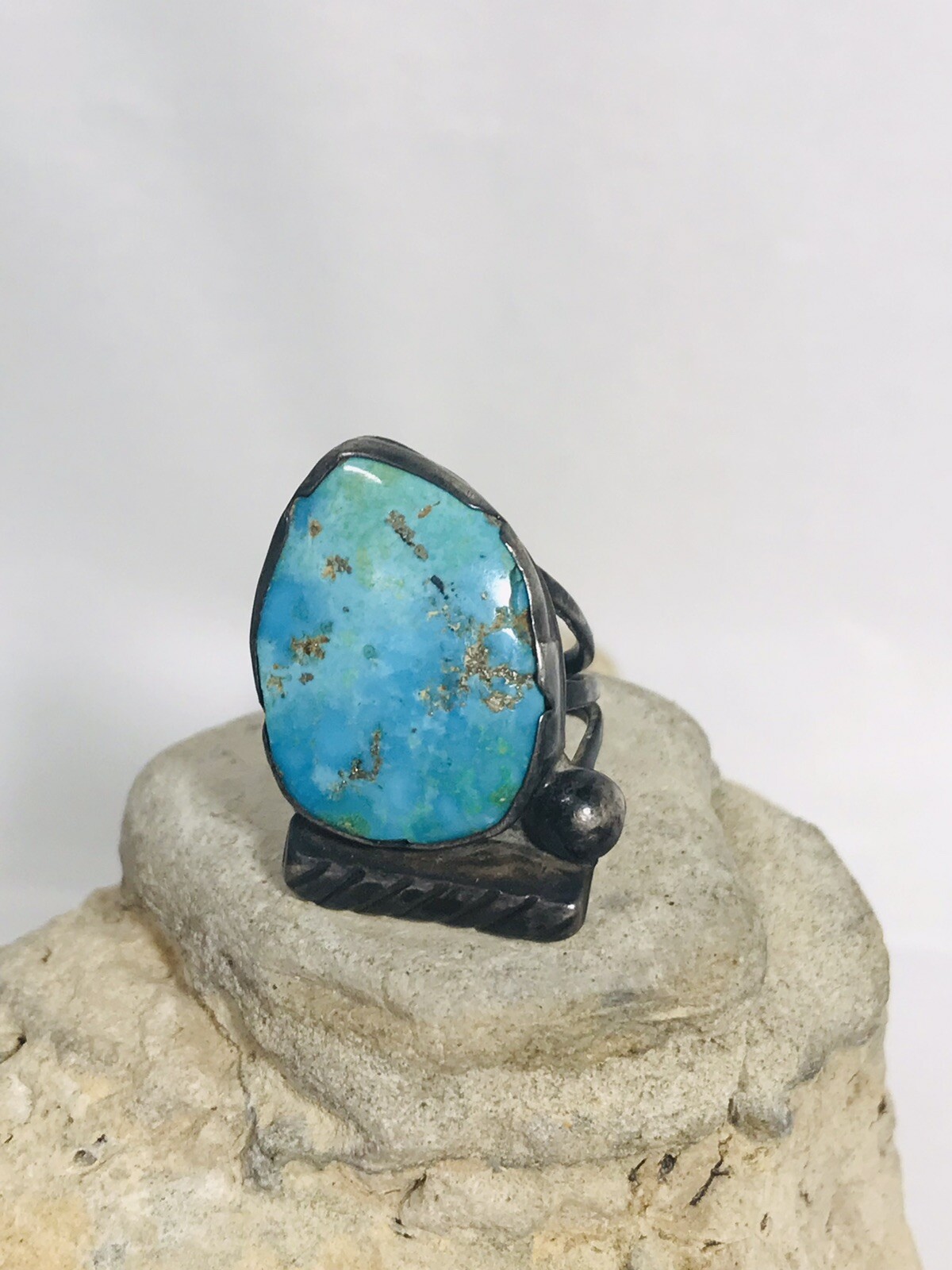 Vintage L PLATERO Handmade Navajo Sterling Silver Tur… - Gem