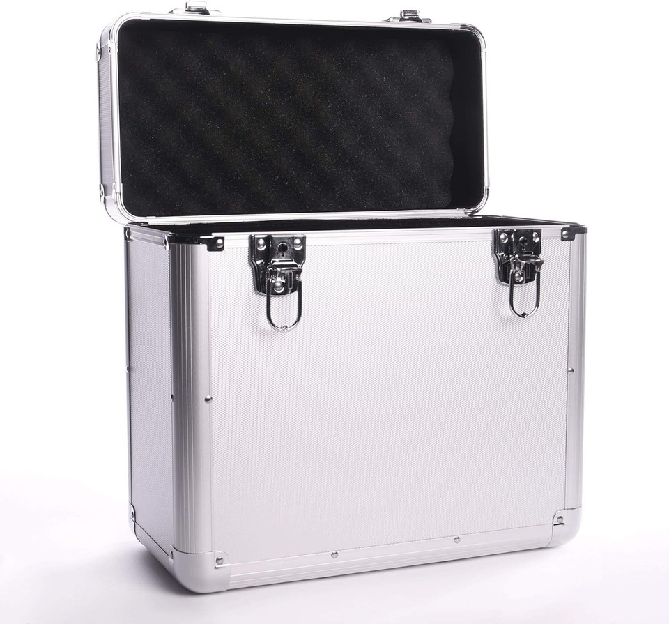 Vinyl Storage Box LP 12" Vinyl Record Storage Case Heavy Duty Lockable ...
