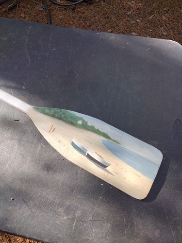 Lake Beach House Decor Hand Painted Boat Paddle Oar Wooden Folk Art | eBay