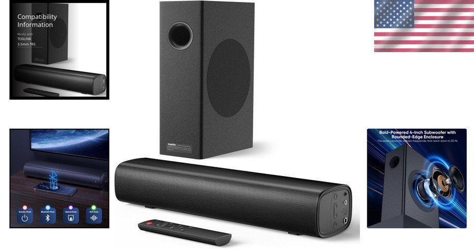 Dynamic 14.2" Soundbar with Remote Control and 4" Subwoofer – Perfect ...