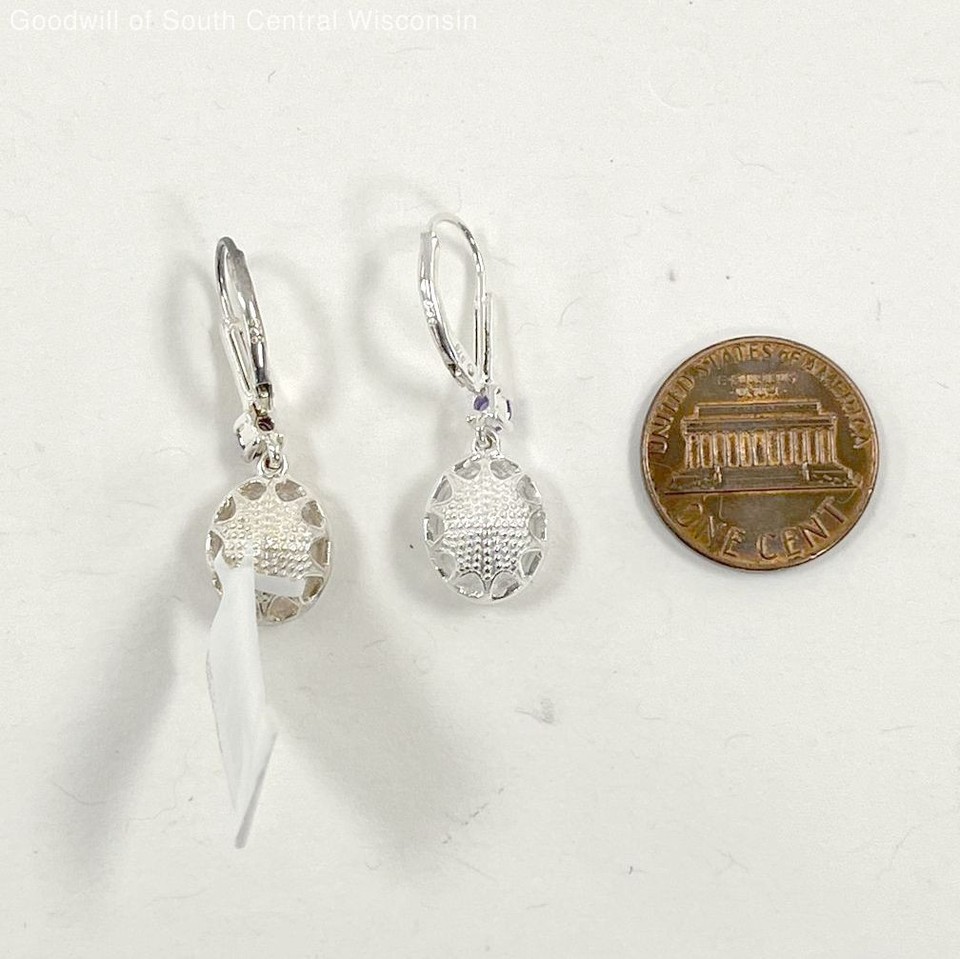 Sterling Silver Oval Cut White Cubic Zirconia Lever Back Earrings, 5 ...