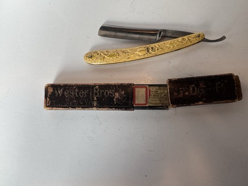 Antique Straight Razor Wester Bros Anchor Brand Steel Germany * FREE ...