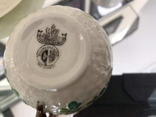 Belleek Fine Parian China Shamrock Teacup & Saucer Set 3rd Black Mark ...