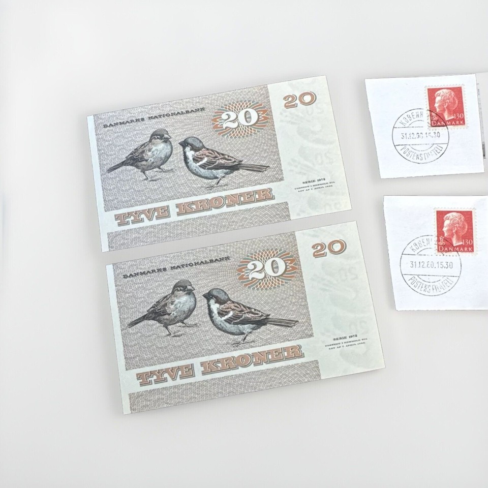 Set Of 2 Uncirculated 1972 Danmark Kroner With Stamps | eBay
