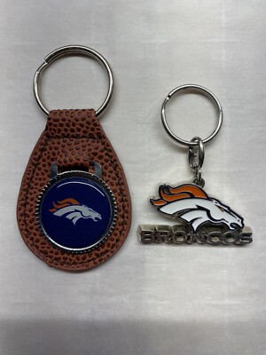 Denver Broncos NFL Keychain Metal Leather Team Logo Key Ring | eBay