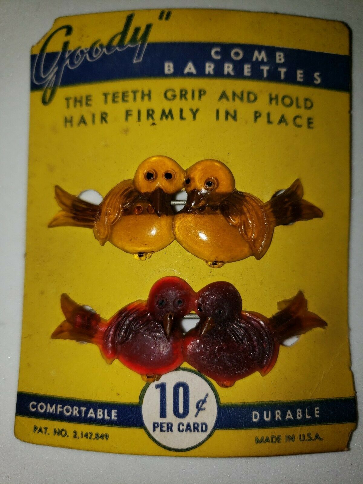 Vintage Goody Set Comb Barrettes Celluloid New Old Stock Red & Yellow ...