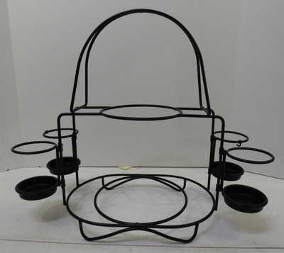 BLACK METAL 2 TIER BUFFET OR PICNIC UTENSIL AND PLATE CADDY HOLDER 16 ...