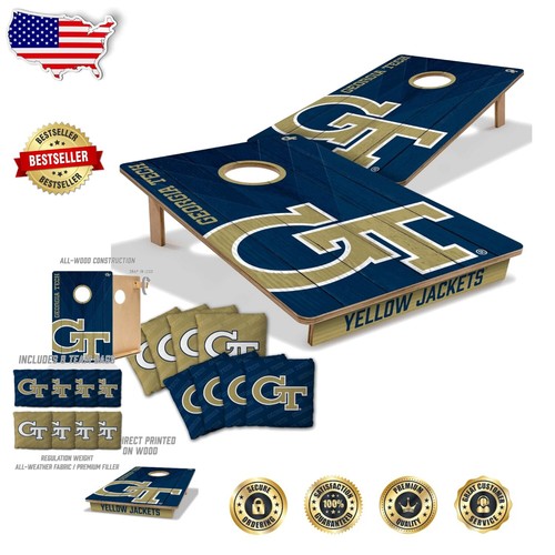 Officially Licensed NCAA Cornhole Game - All-Wood Georgia Tech Yellow ...