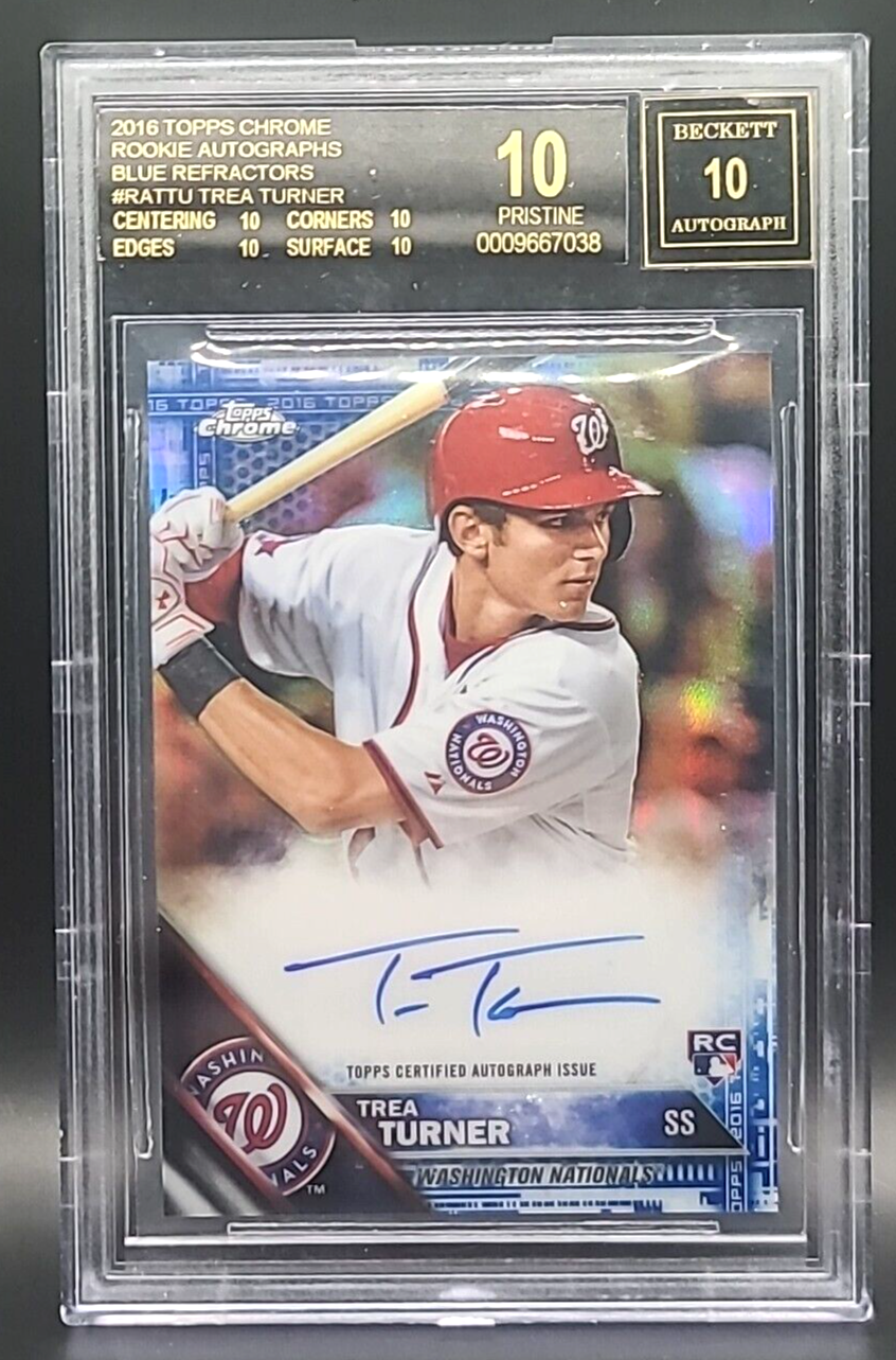 2016 Topps Chrome Trea Turner Rookie RC Auto BGS 10 BLACK LABEL Pop 1 ...