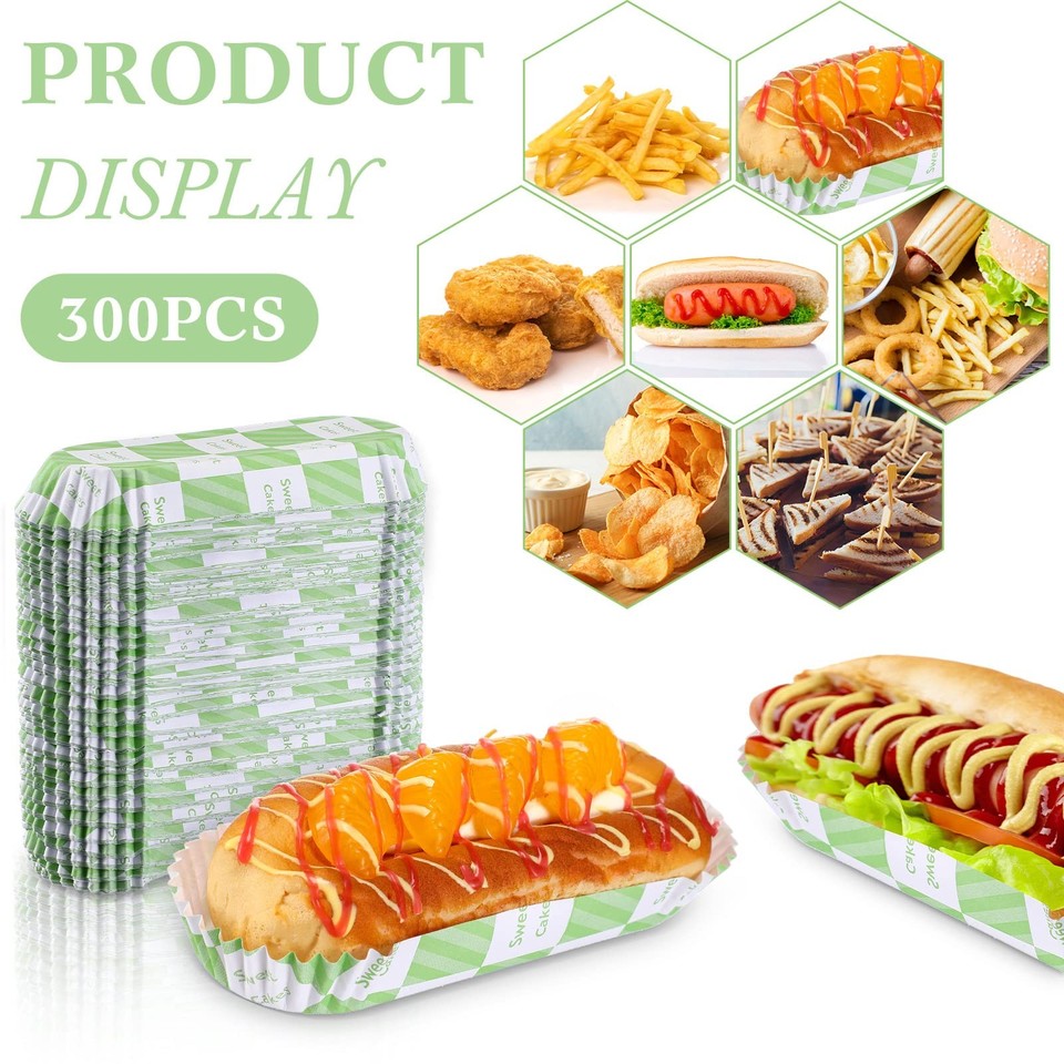 300 Pcs Paper Hot Dog Trays 6 Inch Paper Food Trays Concession Stand S ...