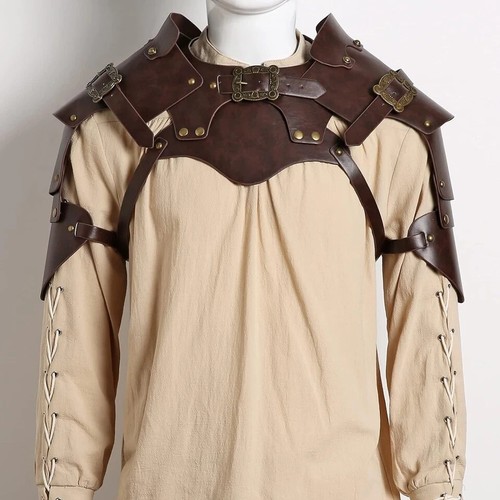 Medieval Knight Shoulders Brown Steampunk Adjustable 100% ORG Leather ...