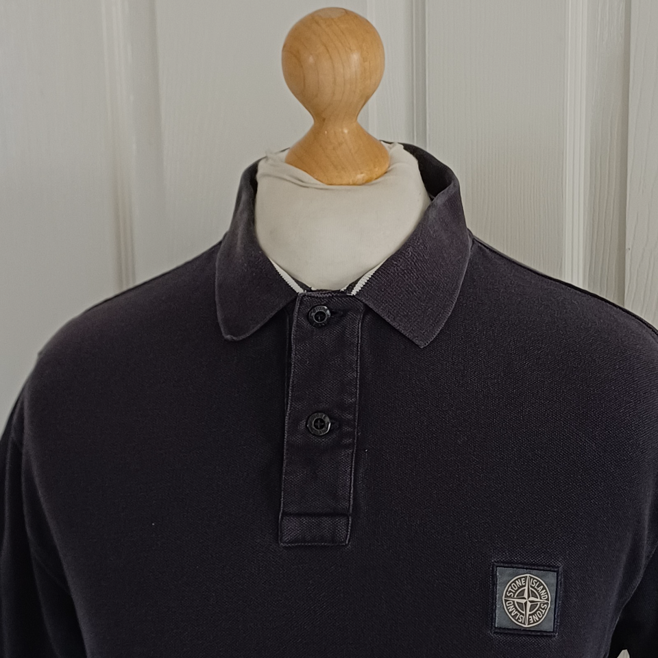 STONE ISLAND CLASSIC NAVY BLUE POLO SIZE LARGE 44" EXCELLENT CONDITION ...