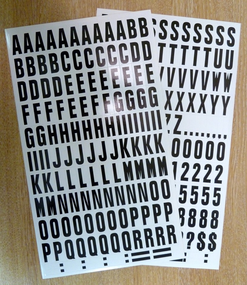 234 x Sticky Letters and Numbers 1" , Self-Adhesive , Plastic Vinyl ...