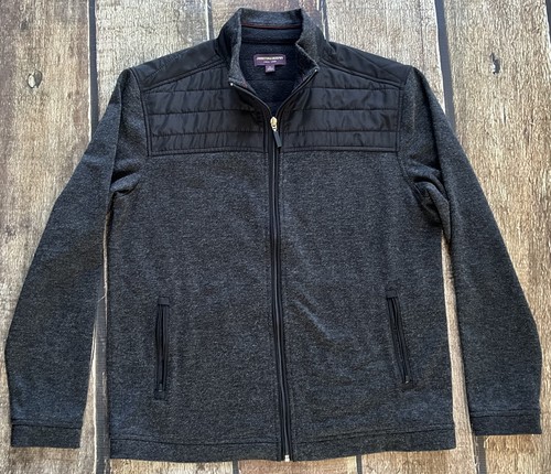 JOHNSTON & MURPHY FULL ZIP HYBRID JACKET BLACK GRAY MENS LARGE ...