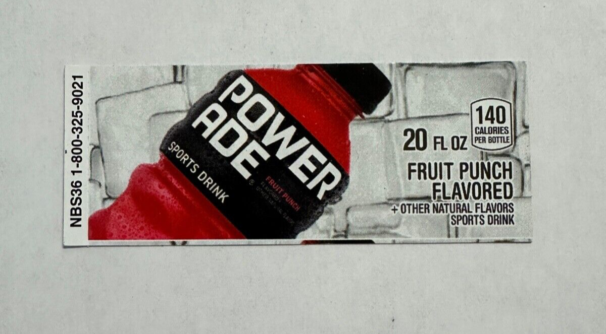 Powerade Fruit Punch Vending Machine Flavor Strip 20oz For Vendo, Dixie ...