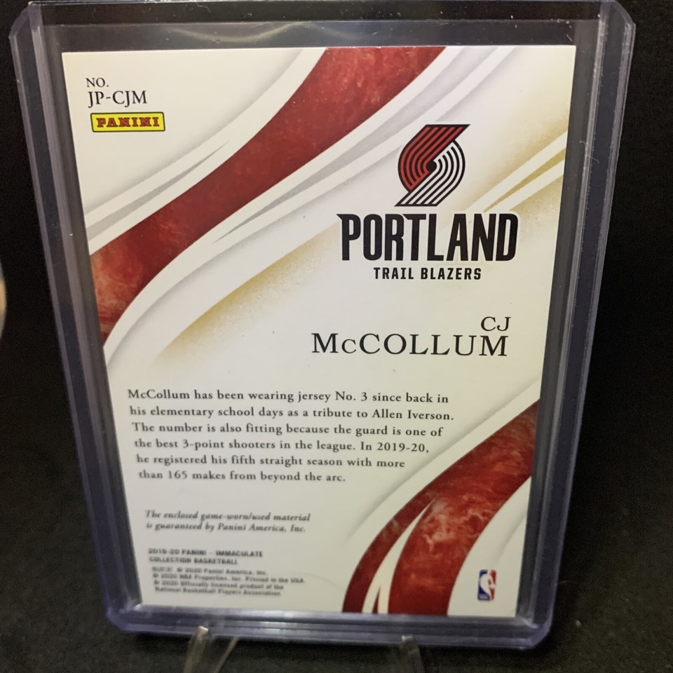2019-20 Immaculate Basketball CJ McCollum Nameplate Patch #2/8 PELICANS ...