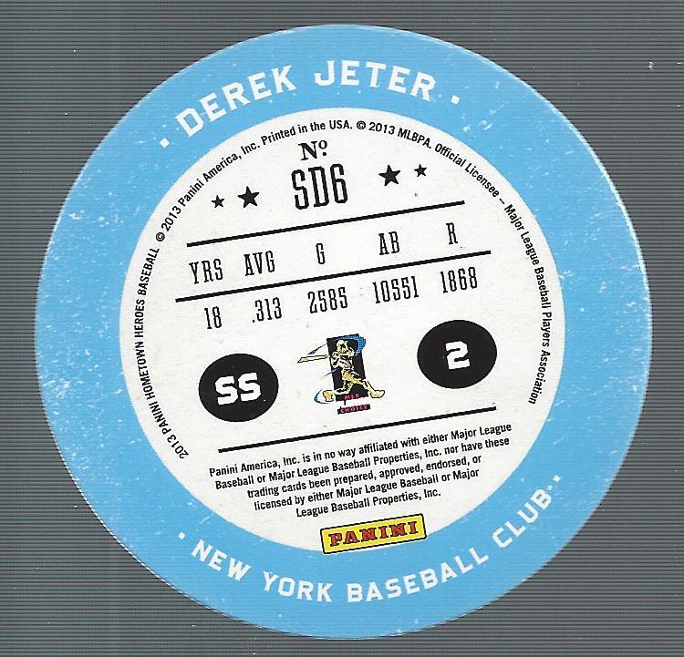 2013 Hometown Heroes Sport Discs #6 Derek Jeter - NM-MT | eBay