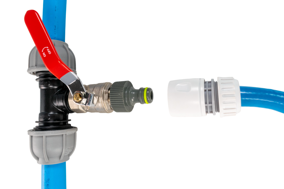 mdpe water pipe tee off metal full flow valve with universal hose ...