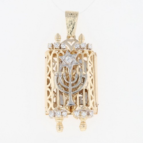 .40ctw Diamond Religious Jewish Torah Pendant No Chain 14k Multi-Tone ...