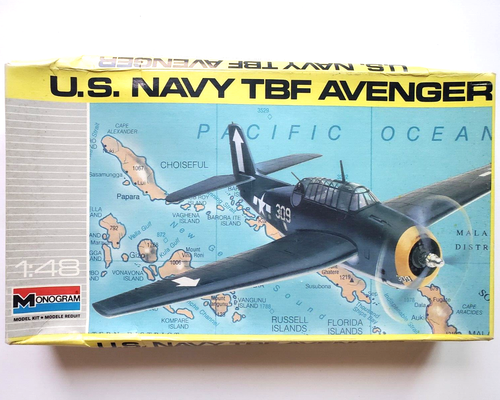 Monogram 1:48 US Navy TBF Avenger Model Kit 5210 1990 Open Box | eBay