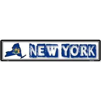 New York State Outline 3"x12" metal street sign plaque Home Door Garage ...