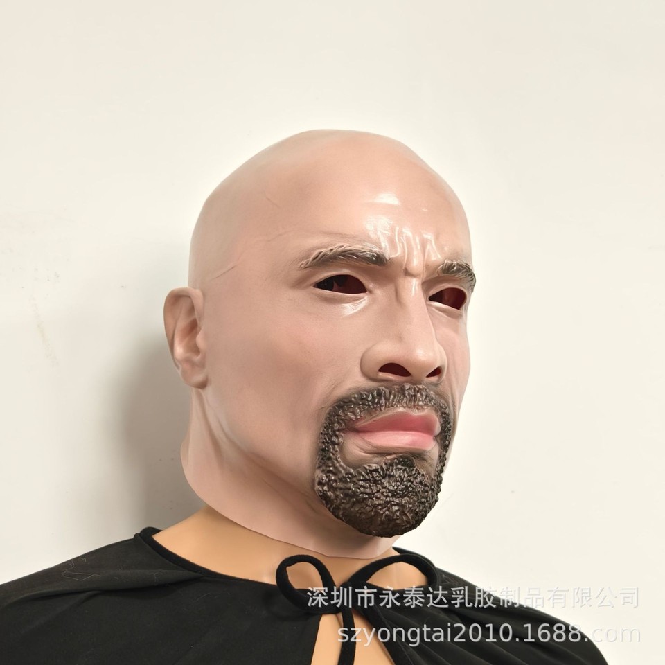 Realistic Bald Man Mask Dwayne Johnson Cos Headgear Latex Hood Adult ...