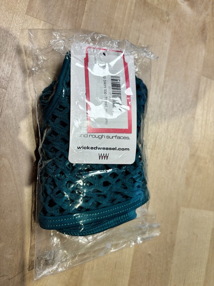 NWT Wicked Weasel 373 Crop Bikini Top MED Forest Green Mega Mesh Sexy ...