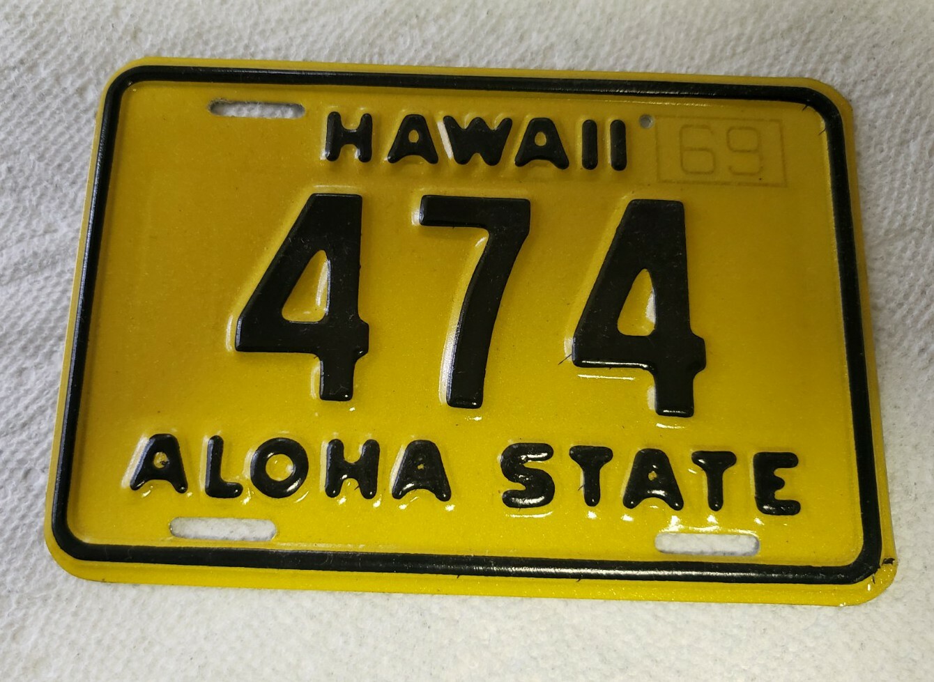 Vintage 1969 Hawaii Motorcycle License Plate 3 - Digit #474 | eBay