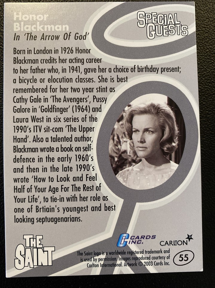 Honor Blackman 2003 Best Of The Saint Special Guests Card #55 | eBay