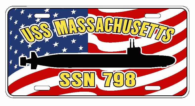 USS MASSACHUSETTS SSN 798 License Plate U S Flag Car Truck RV Navy ...