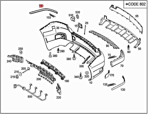 Genuine MERCEDES W204 At right without mounting clamps Trim strip ...