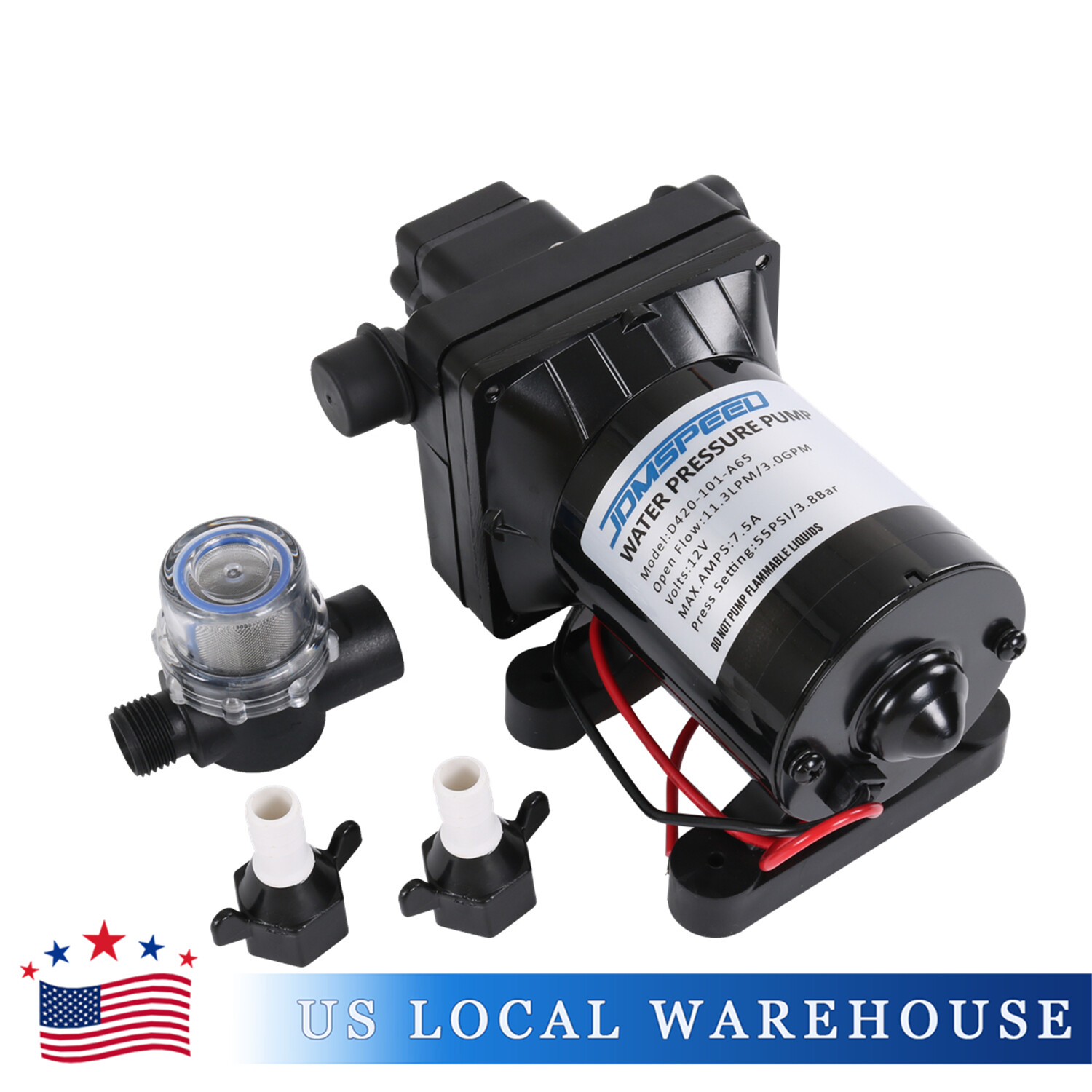 JDMSPEED RV Water Pump 12V 3.0 Gpm with Strainer For Camper 4008-101 ...