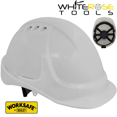 Worksafe Safety Helmet Vented White Hard Hat Builders Construction Work ...